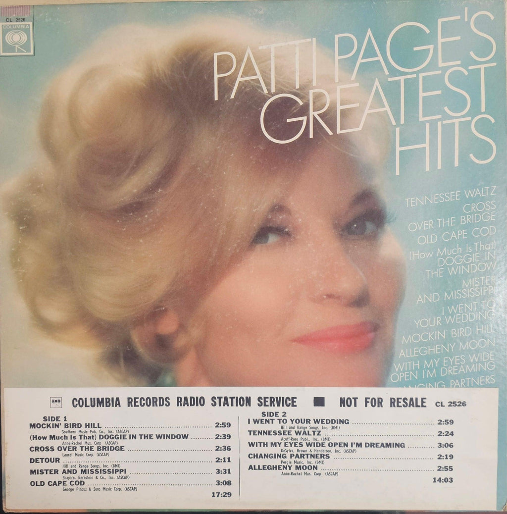 Patti Page- Patti Pages Greatest Hits (Yellow)(White Label Promo ...