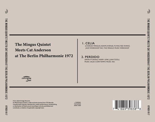 Charlie Mingus- The Mingus Quintet Meets Cat Anderson at The Berlin Ph ...